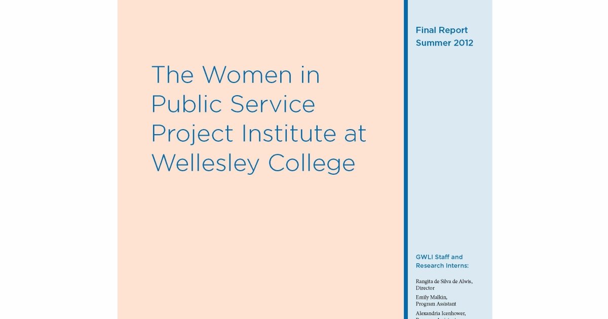 Announcing the Report from the WPSP Learning Institute at Wellesley ...