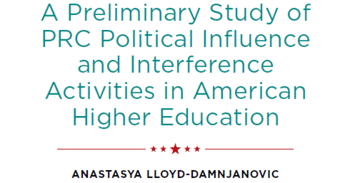 A Preliminary Study of PRC Political Influence and Interference ...