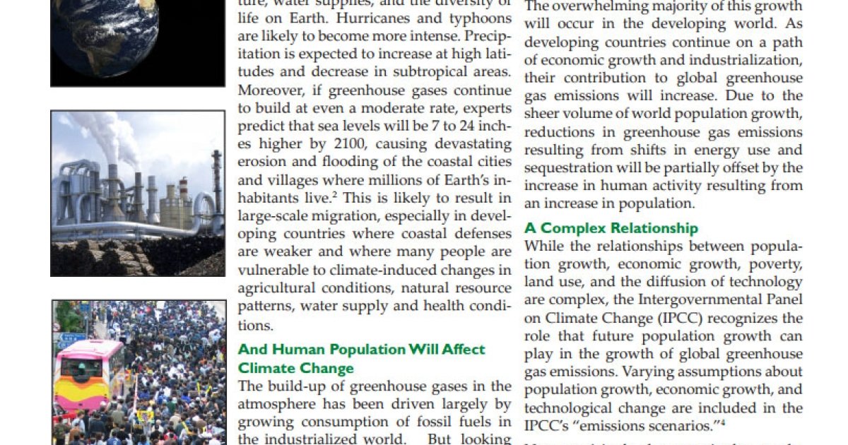 Human Population Growth and Greenhouse Gas Emissions | Wilson Center