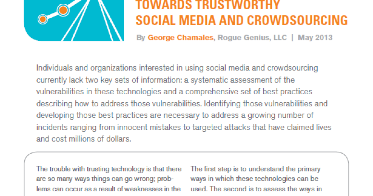 Towards Trustworthy Social Media and Crowdsourcing | Wilson Center