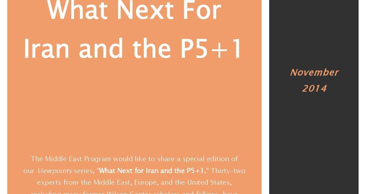 What Next For Iran and the P5+1 | Wilson Center