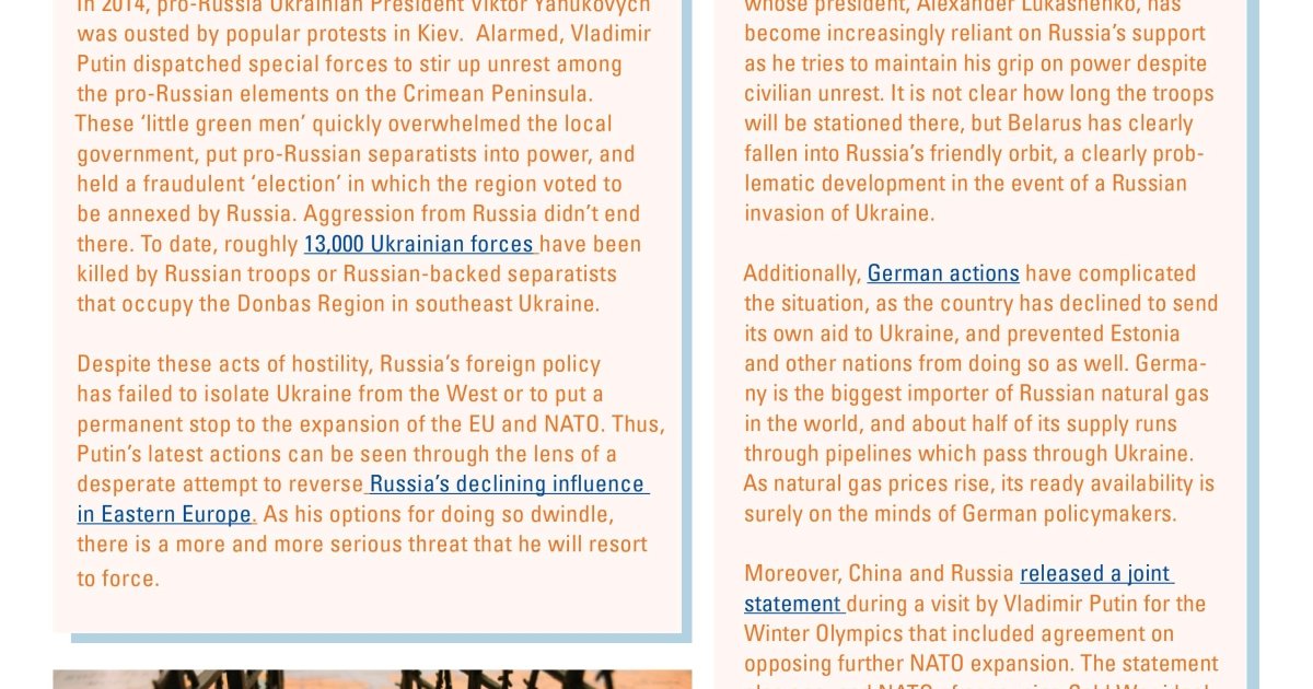 Wilson Memo: Rising Tensions Between Russia and Ukraine | Wilson Center