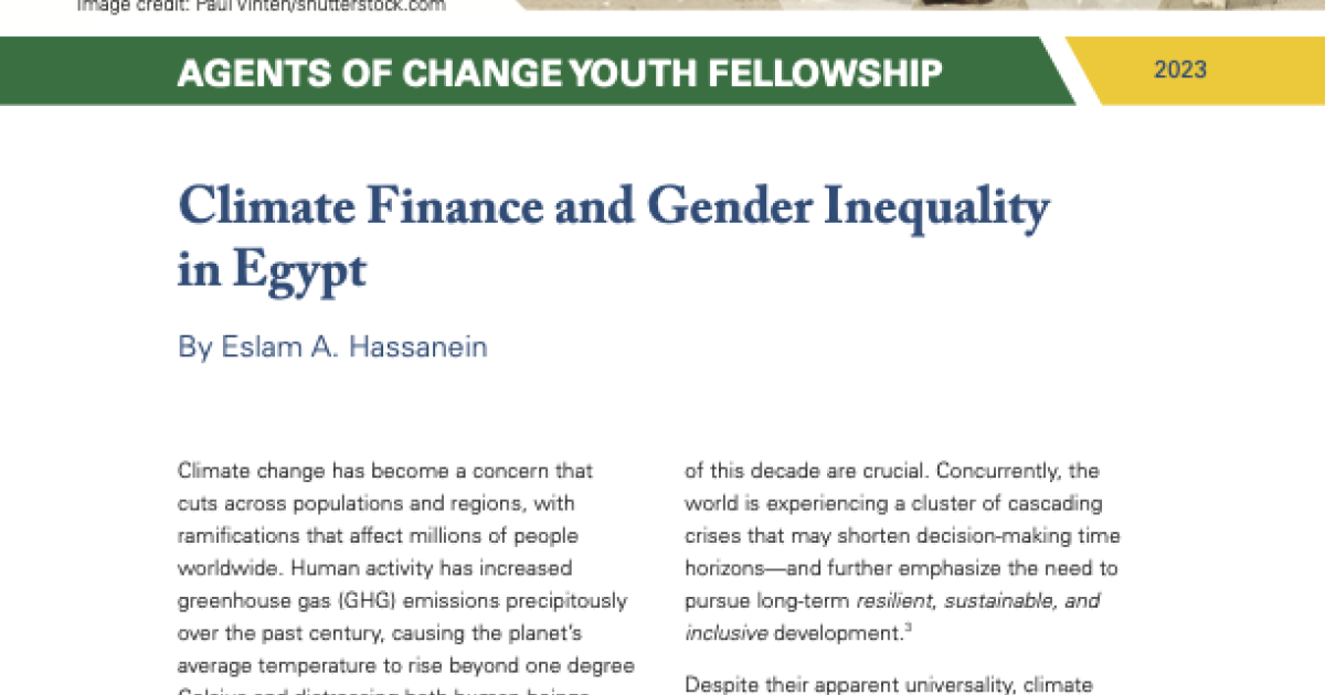 Climate Finance and Gender Inequality in Egypt | Wilson Center