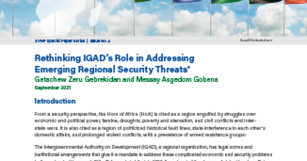 Rethinking IGAD’s Role in Addressing Emerging Regional Security Threats ...