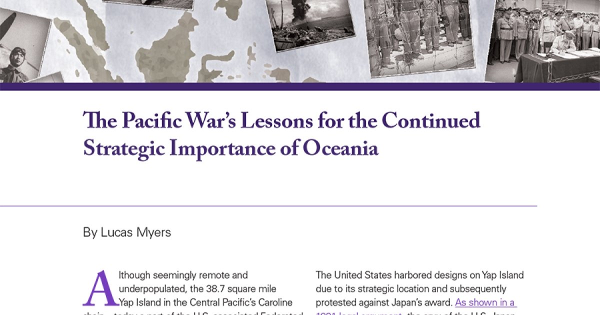 The Pacific War's Lessons for the Continued Strategic Importance of ...