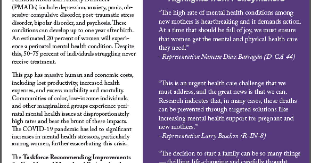 Maternal Health Policy Brief: Perinatal Mental Health | Wilson Center