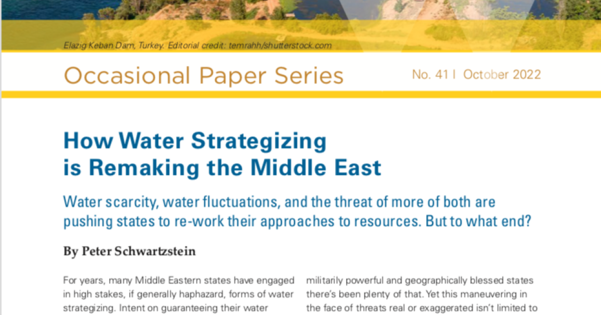 How Water Strategizing is Remaking the Middle East | Wilson Center
